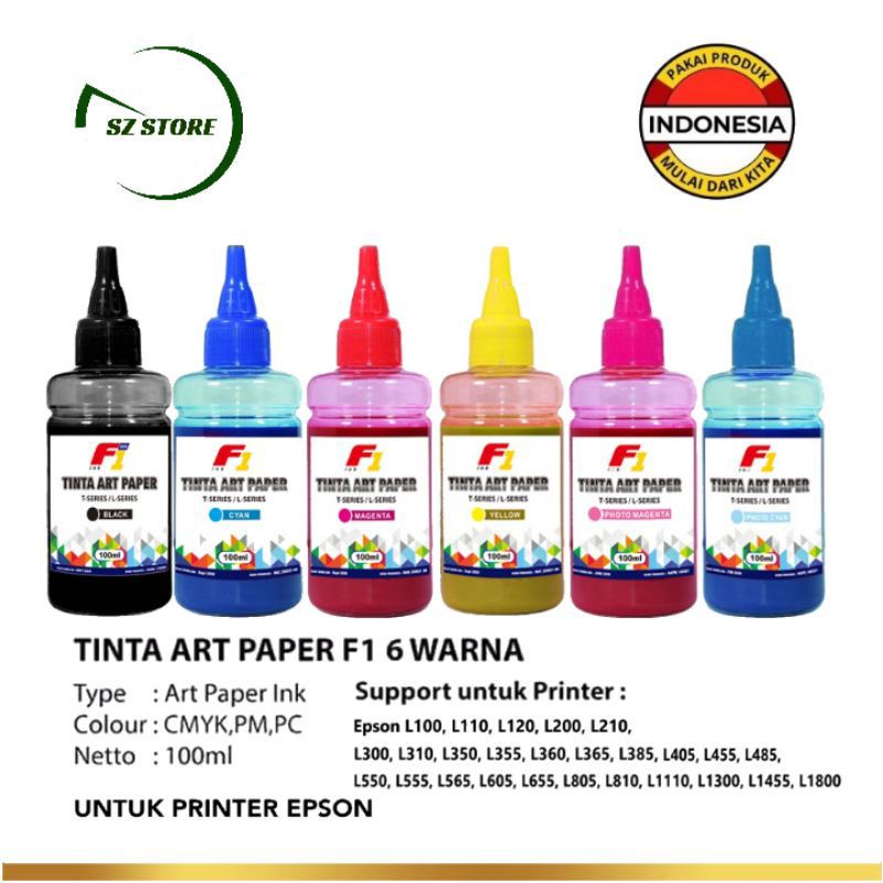 Jual TINTA ART PAPER EPSON F1 INK 100ML 1 SET 6 WARNA CMYKPMPC | Shopee Indonesia