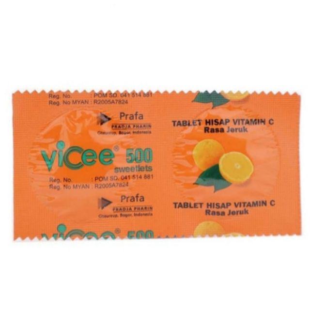 Jual Vicee vitamin C 500 mg kemasan strip isi 2 tablet hisap jeruk ...