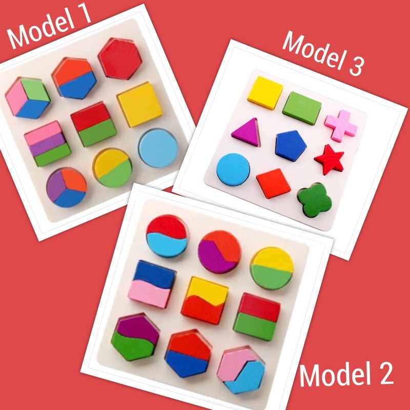 Jual Puzzle Geometri / Puzzle Bentuk Montessori/ Puzzle Kayu Mainan ...