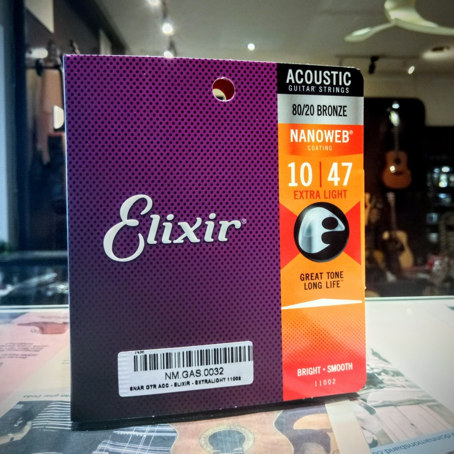 Jual Elixir Nanoweb 10-47 Extra Light Acoustic Guitar Strings 11002 ...