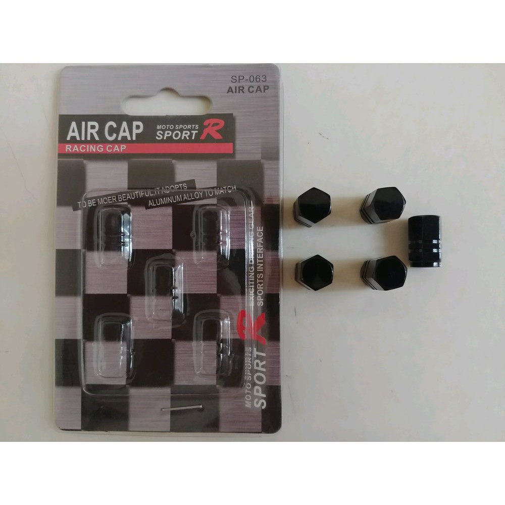 Jual tutup pentil roda ban mobil motor sepeda air cap hitam isi 5 pcs ...