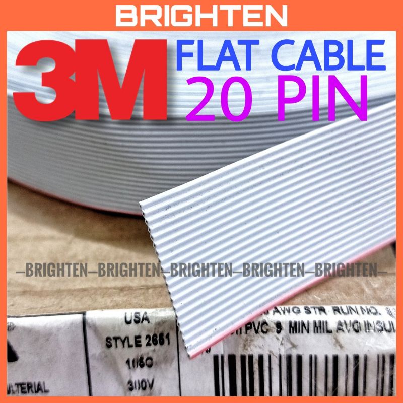 Jual Flat Cable 3M 20W AWG 28 Kabel IDC 20P Abu harga per meter ...