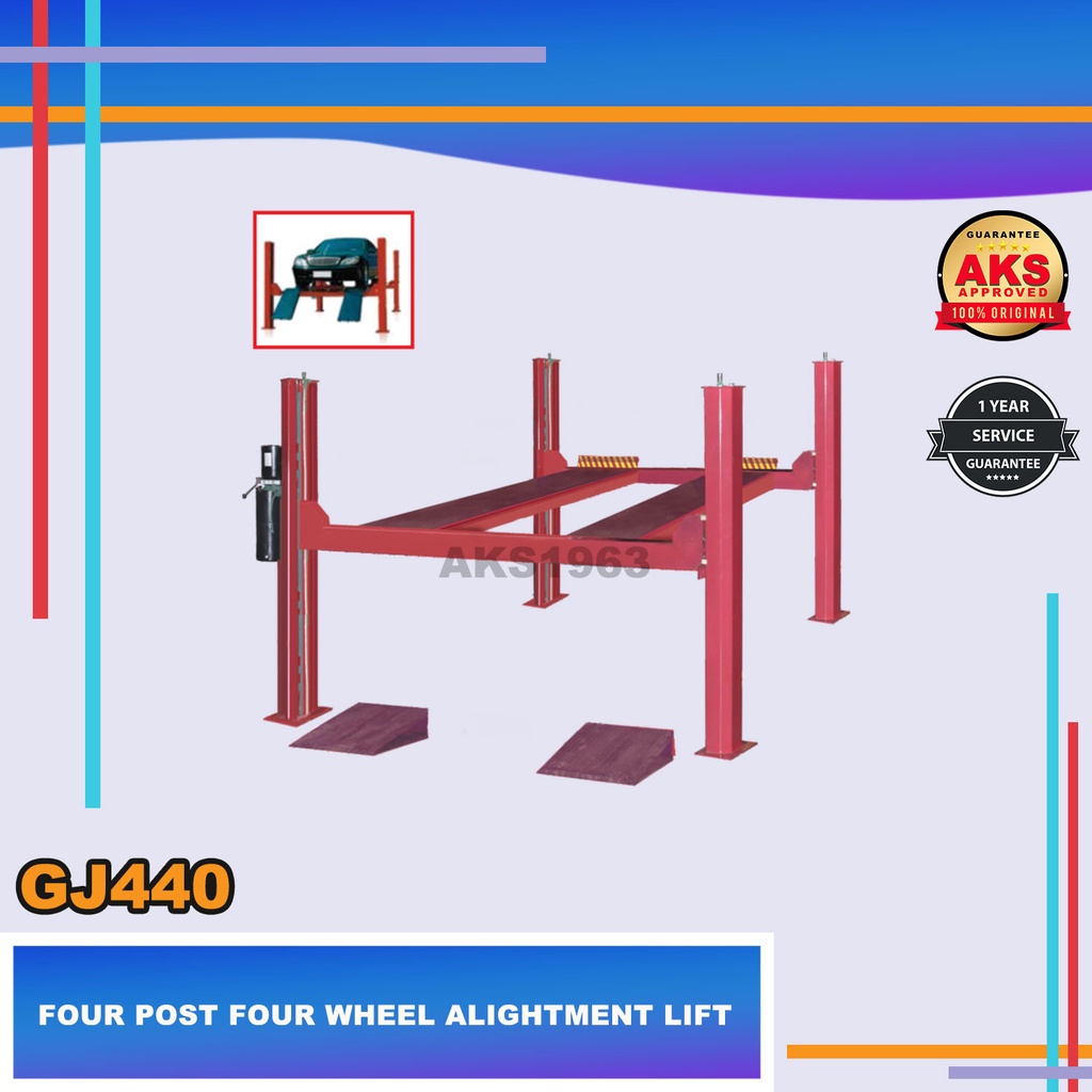 Jual Four Post Wheel Alignment Lift Angkat Mobil 4 Tiang 4 Ton 3Hp 380V ...