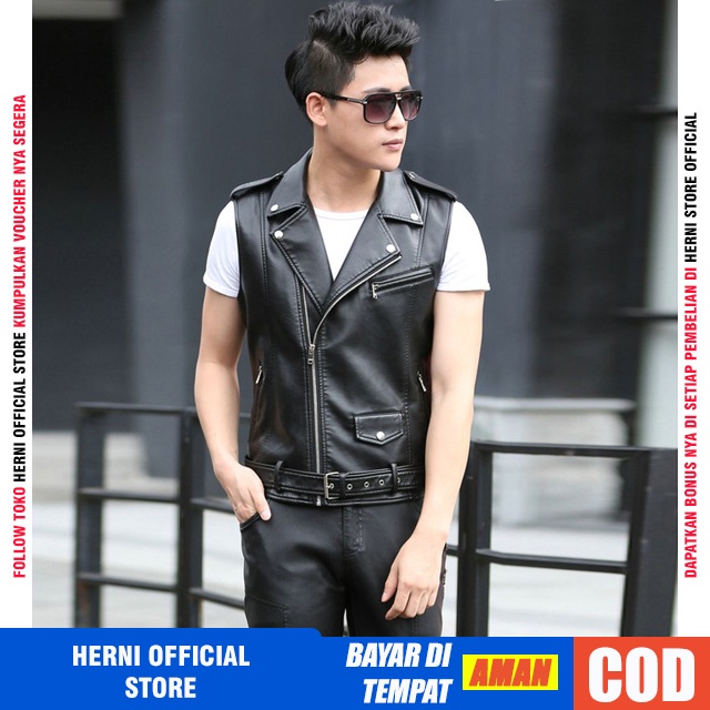 Jual Rompi Vest Kulit Sintetis Leather Pria Cowok Premium Original ...
