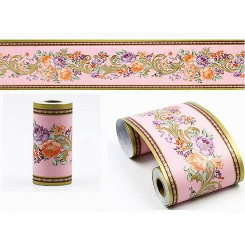 Jual Wall Border Lis Border Sticker Pink Bunga Bunga 10m x 10cm ...