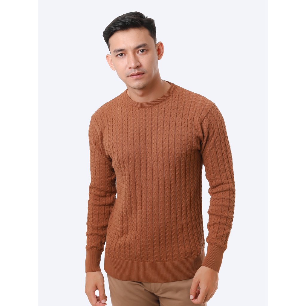 Jual Gomuda Sweater Rajut Pria Crewneck Einkorn - Brown Sugar | Shopee ...