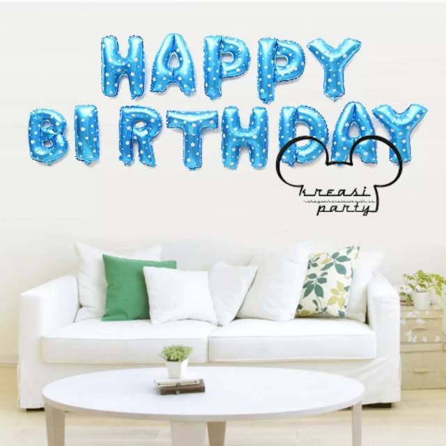 Jual Balon Happy Birthday Set BIRU BINTANG / Balon HBD SET BIRU BINTANG ...