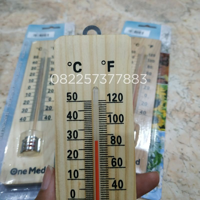 Jual Thermometer Kayu Dinding Termometer Ruangan ONE MED | Shopee Indonesia