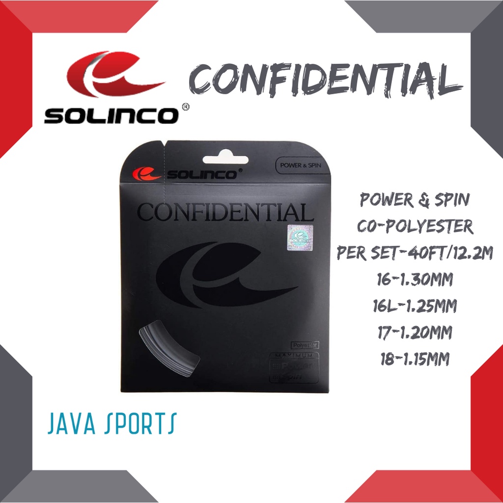 Jual Senar Tenis Solinco Confidential | Power & Spin | Co-Polyester ...