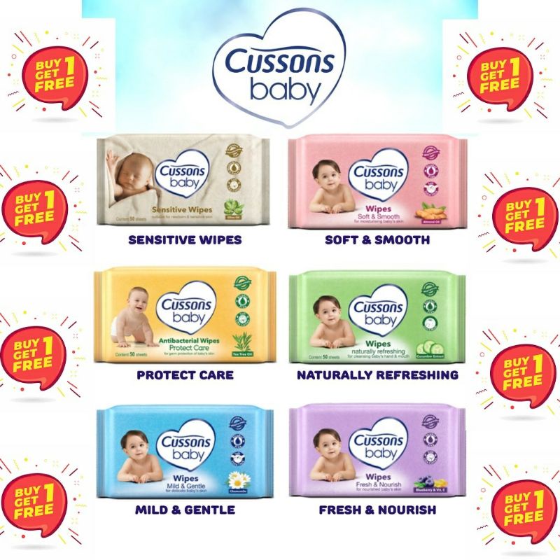 Jual Cussons Baby Wipes isi 50 Sheet (BELI 1 GRATIS 2) | Shopee Indonesia