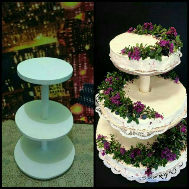 Jual Tier cake kayu rak wedding cake cupcake stand kue bongkar pasang ...