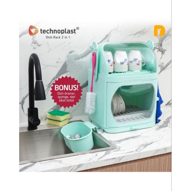 Jual Technoplast Rack piring dan peniris piring Dish Rack 2 in 1 ...