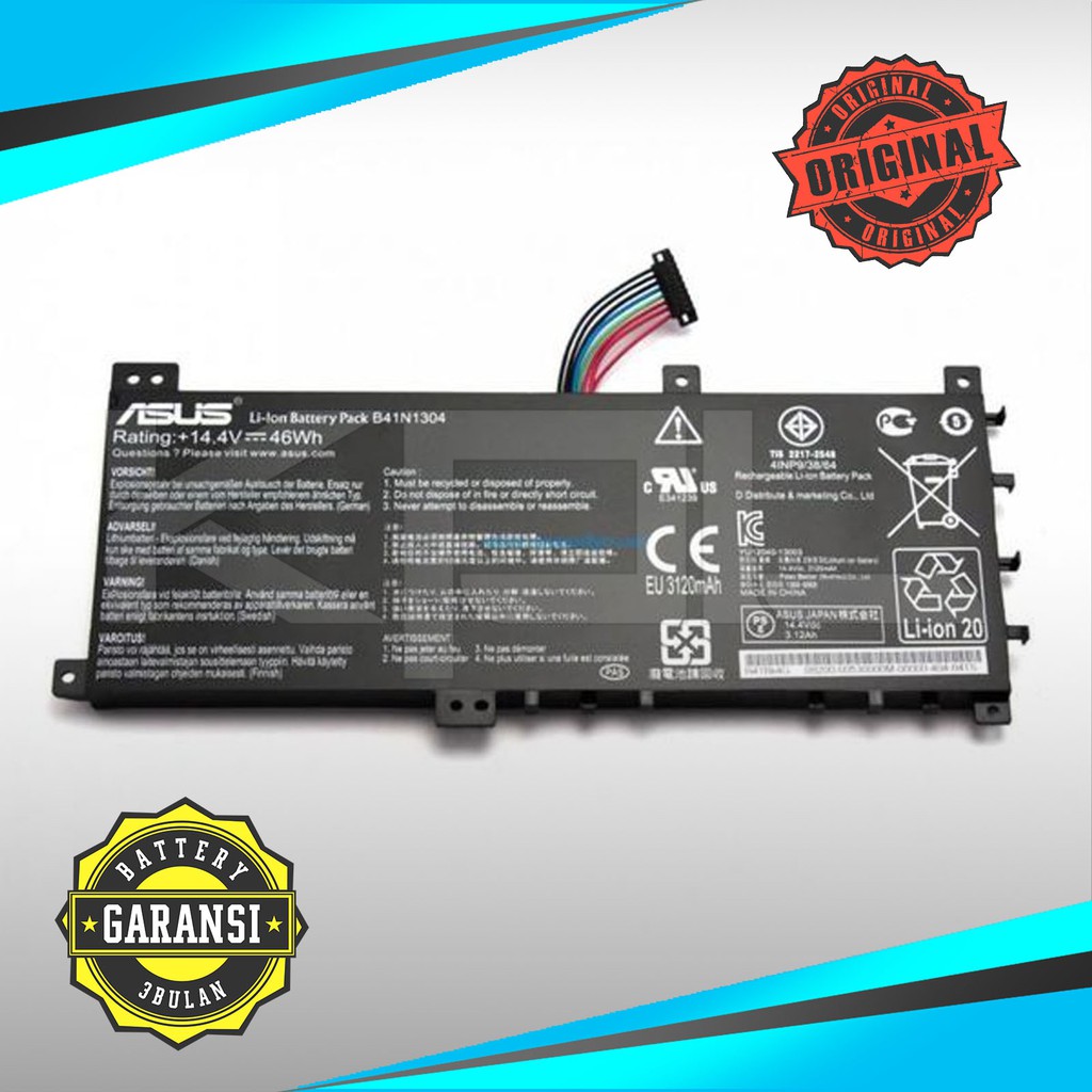 Jual Baterai Battery Laptop Original Asus VivoBook A451L A451LN A451LD A451LB S451 B41N1304 ...