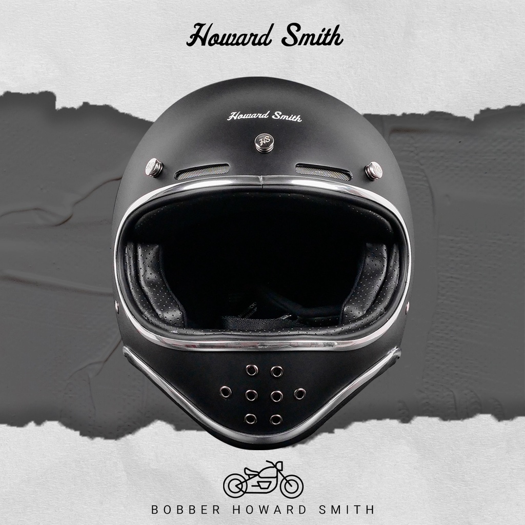 Jual Howard Smith Bobber Retro Helm Full Face - Black Doff | Shopee ...