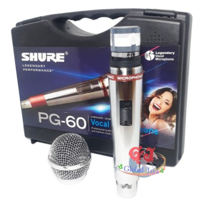 Jual mic shure pg60 +koper mic kabel shure pg 60 mic vocal free kabel ...