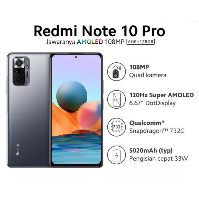 Jual Xiaomi Redmi Note 10 Pro 6/128GB - 6/128 AMOLED 6.67" 108MP NFC ...