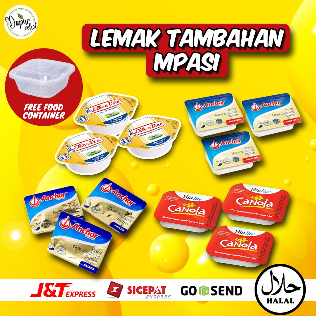 Jual ANCHOR / ELLE VIRE/ CANOLA UNSALTED BUTTER MPASI isi 10 | Shopee ...