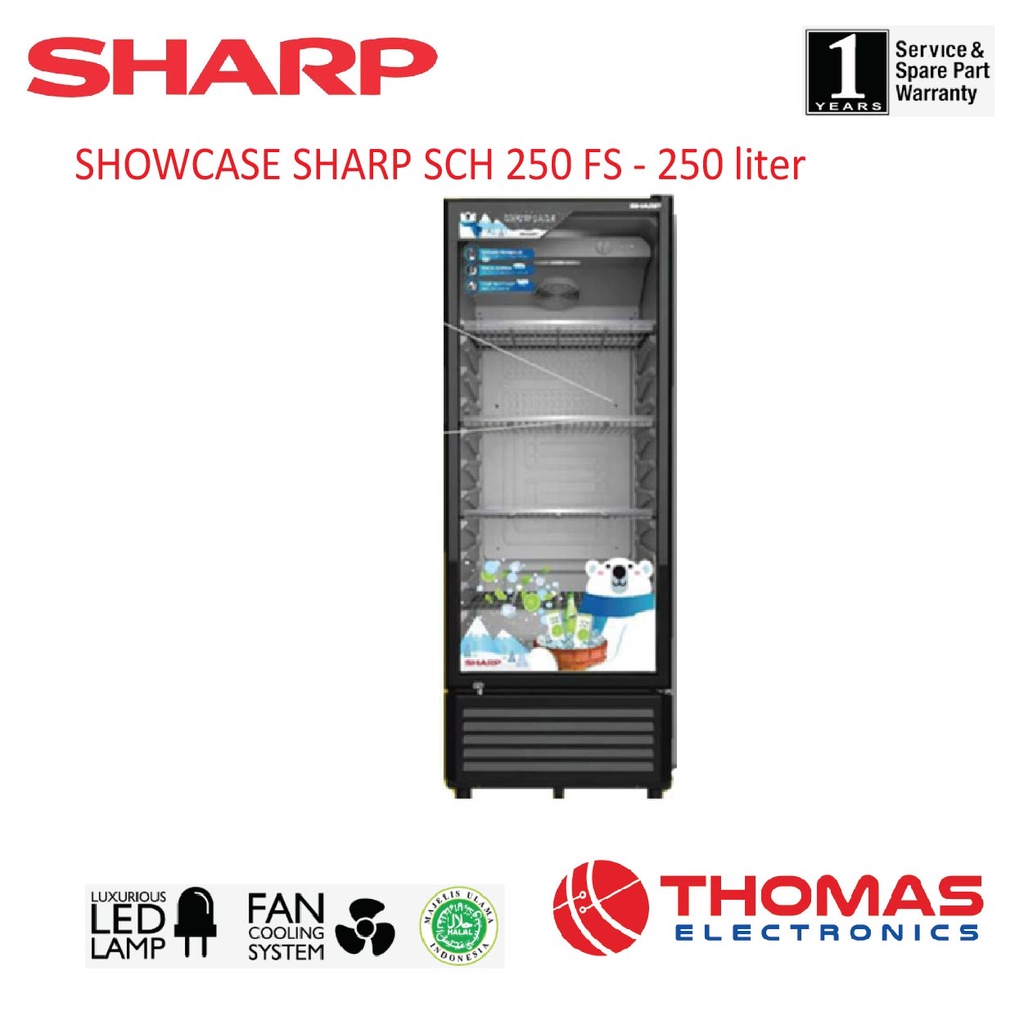 Jual Showcase Sharp Display Cooler SCH 250 FS Rak Display Cooler Kapasitas 250 liter Garansi ...