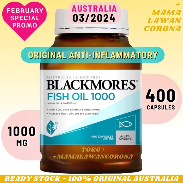 Jual BLACKMORES Fish Oil 1000 Australia BLACKMORES Fish Oil 1000mg 400 ...