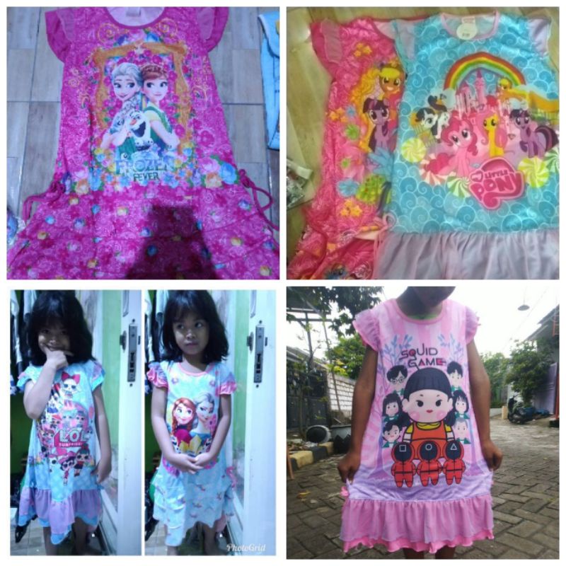 Jual daster anak karakter frozen lol pony princess shopia barbie squid ...