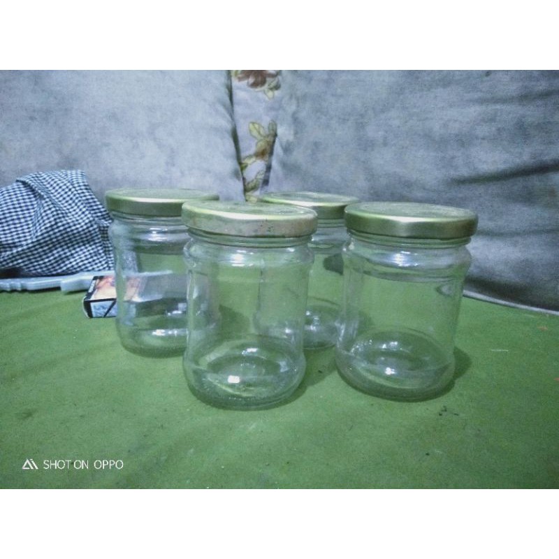 Jual botol jar kaca 200ml tutup seng gold | Shopee Indonesia
