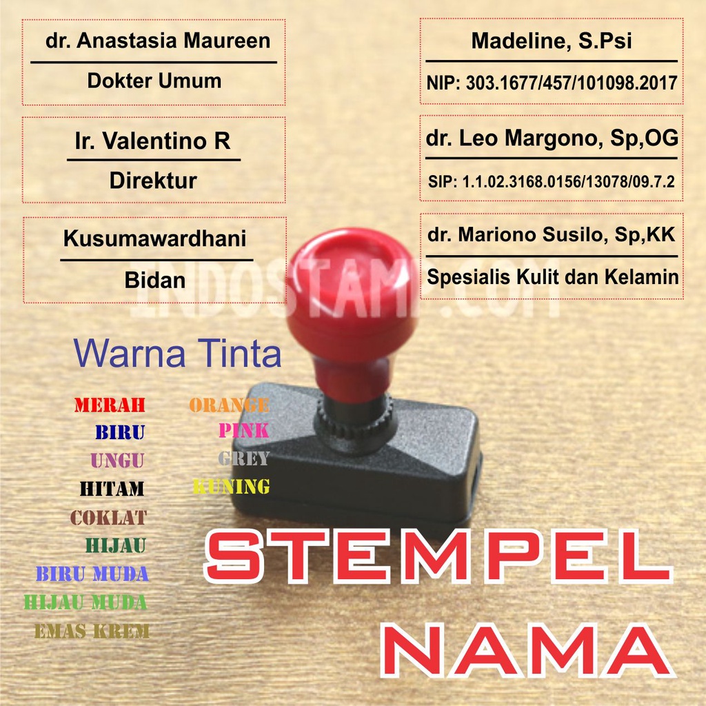 Jual stempel nama dokter manager pegawai negeri bidan nip flash stamp otomatis | Shopee Indonesia