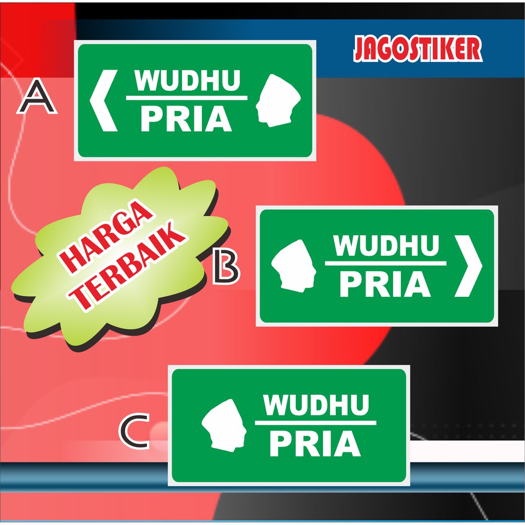 Jual STICKER TEMPAT WUDHU PRIA / STICKER SIGN / STIKER LABEL TEMPAT ...