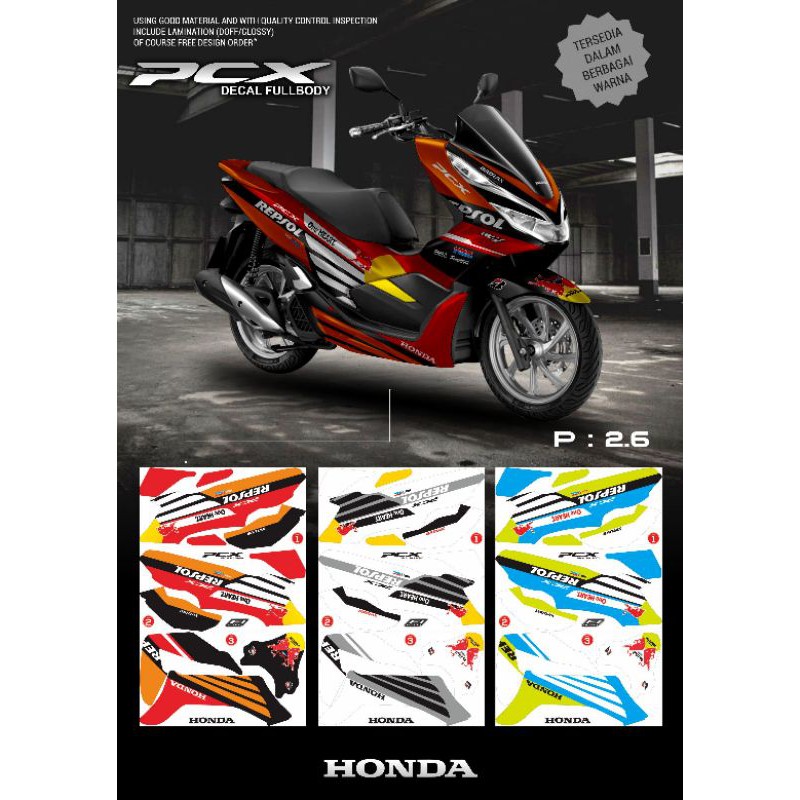 Jual DECAL FULLBODY HONDA PCX 150 REPSOL/DECAL STICKER FULLBODY PCX 150 ...