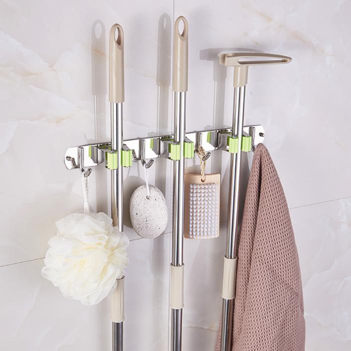 Jual Tempat Penjepit Gantungan Sapu Pel Dinding 4 Kait Mop Broom Holder ...