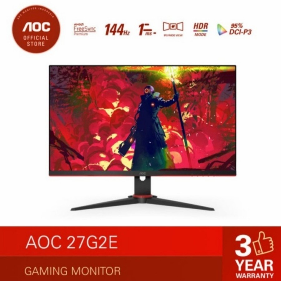 Jual Monitor LED AOC 27G2E 27" IPS 144Hz 1ms VGA HDMI DP FreeSync ...