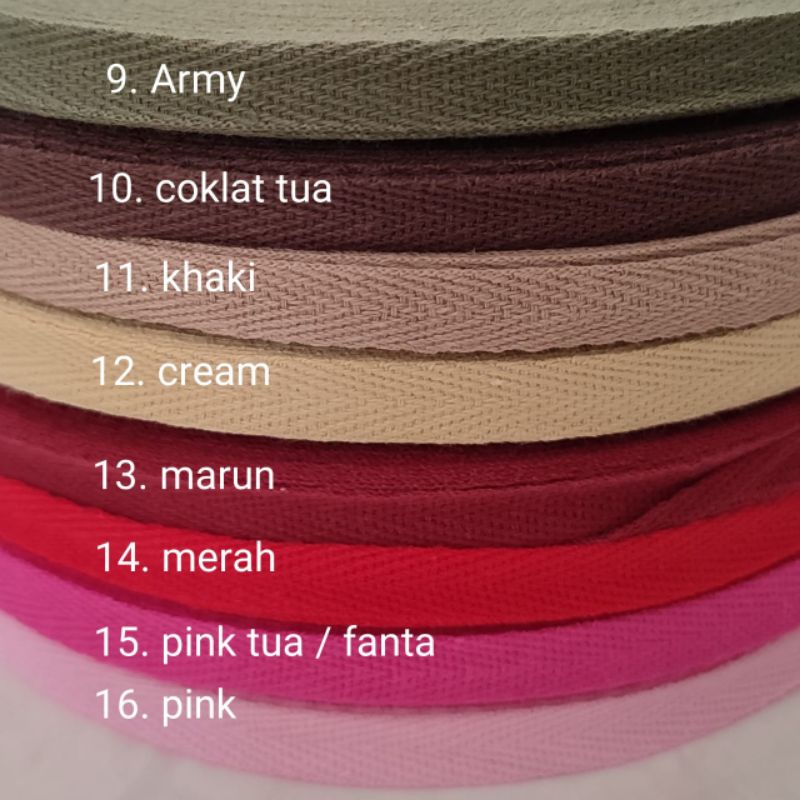 Jual Bisban Twilltape 1 cm katun meteran minimal pembelian 3m | Shopee ...