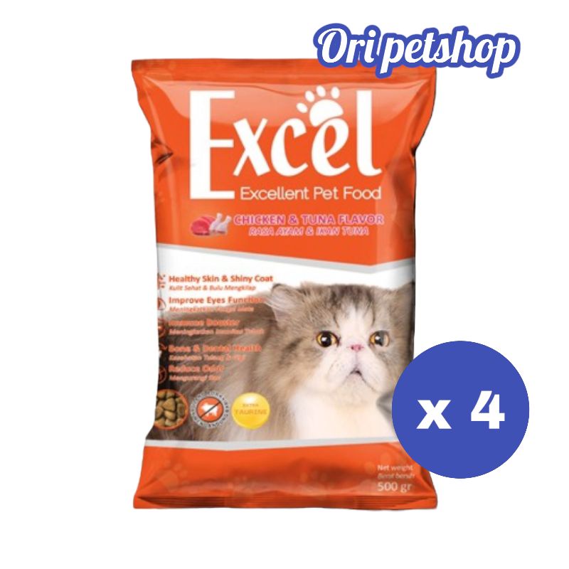 Jual ( 4 Pcs) Makanan Kucing Excel (Segitiga) 500gr Cat Food | Shopee ...