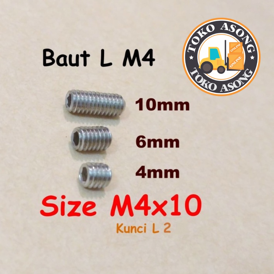 Jual Baut Tanam Stainless Steel L M4 Panjang 10mm Stenlis SS304 Set Cup ...