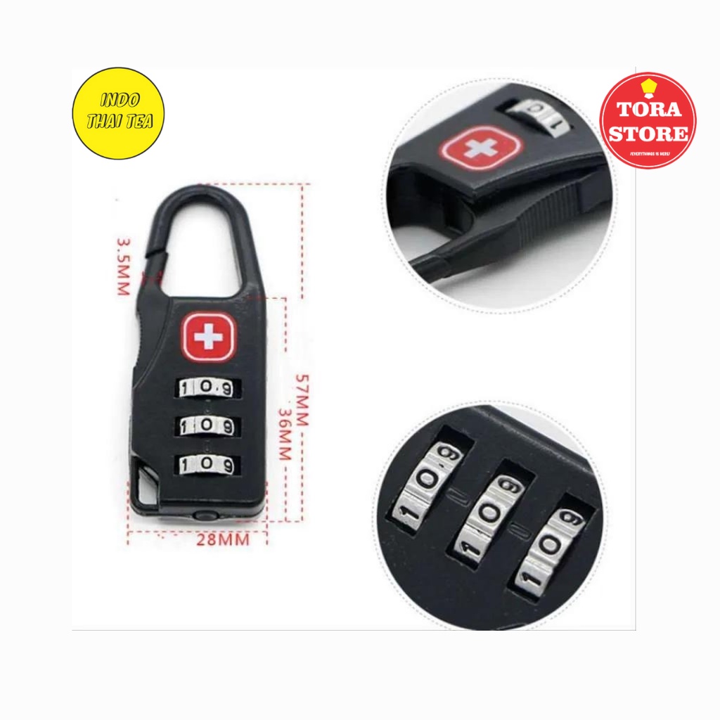 Jual Gembok kombinasi mini Swiss Lock Kunci Angka Travel Tas Koper ...