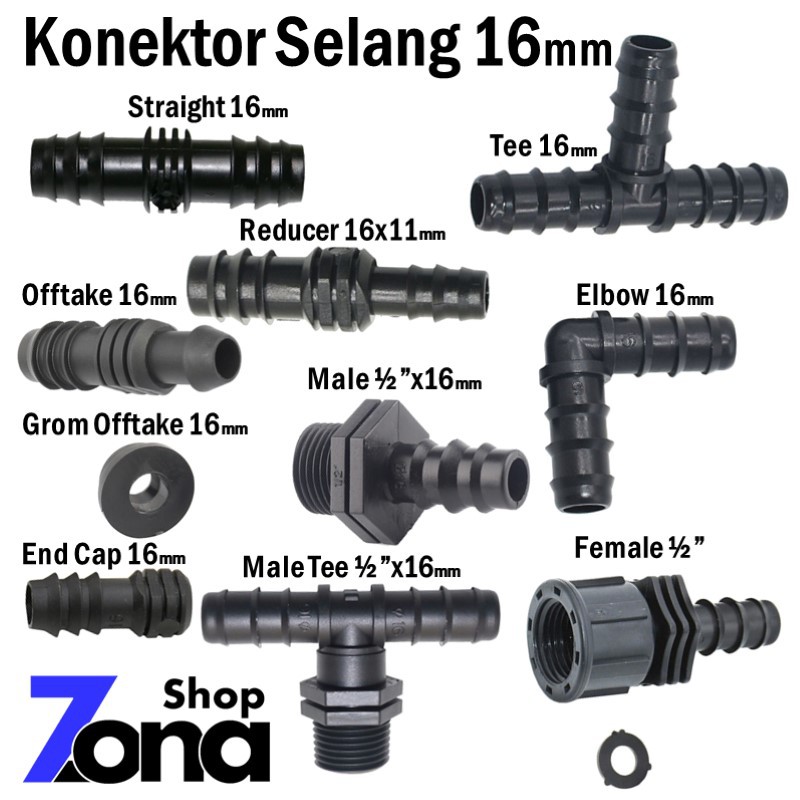 Jual Konektor Selang 16 mm / Nepel Konektor Irigasi Hose Connector 16mm ...