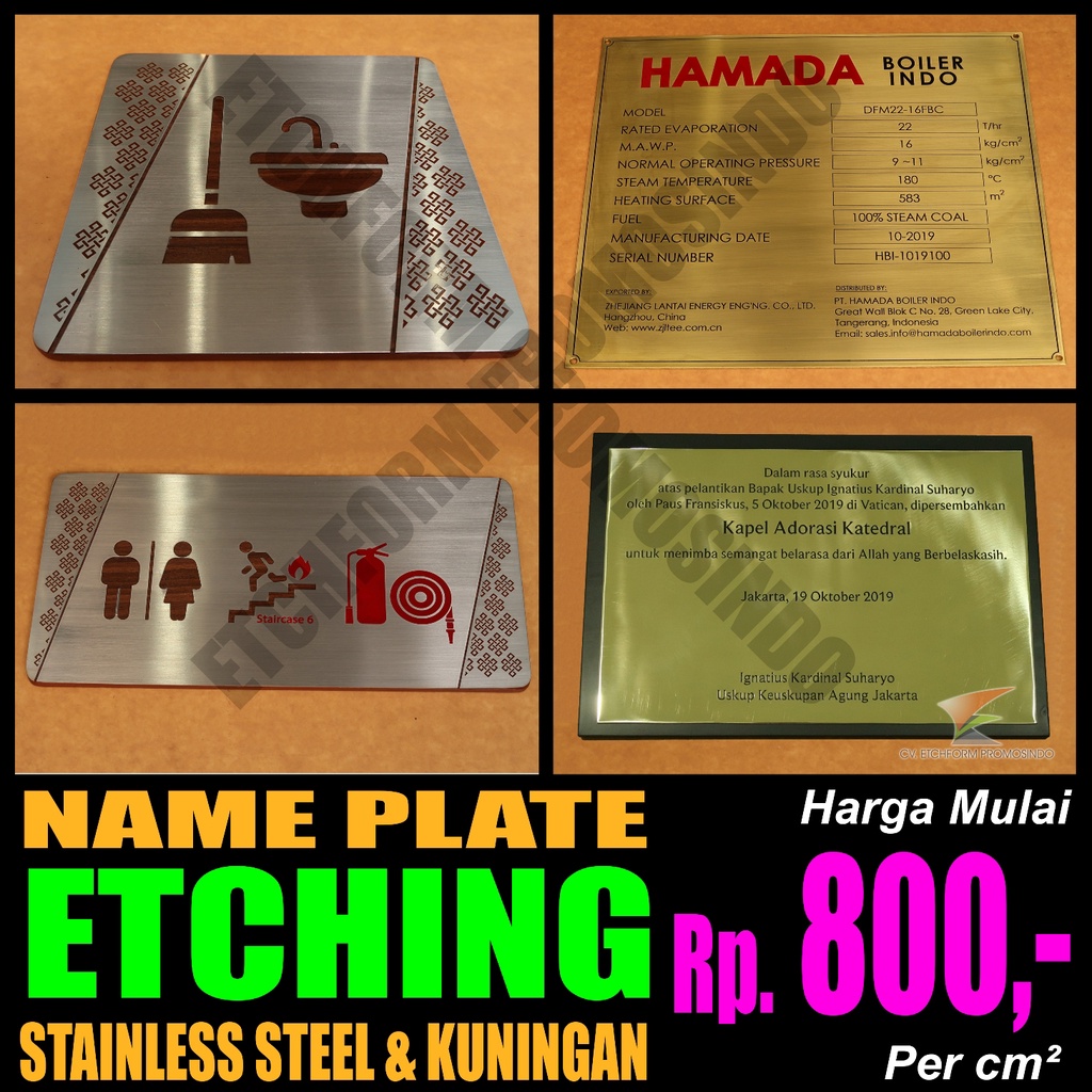 Jual Name Plate Panel Stainless Steel dan Kuningan | Shopee Indonesia