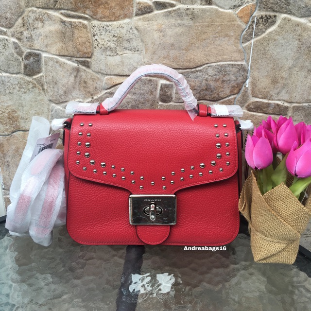 Jual Tas coach cassidy top handle bright cardinal (red) original ...