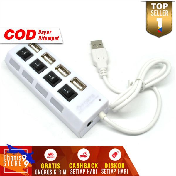 Jual 4 Ports USB 2.0 HUB With Independent ON OFF Switch | Shopee Indonesia