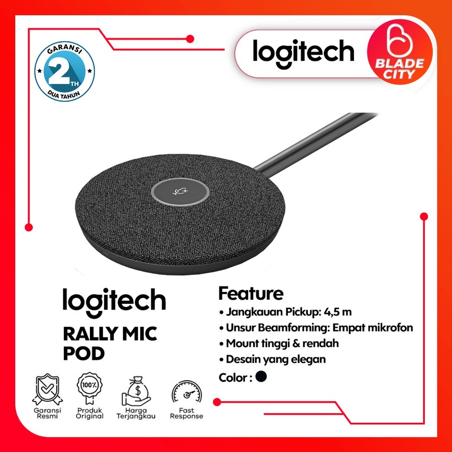 Jual Logitech Mic Pod For Rally - Mic Pod Logitech Rally - Garansi ...