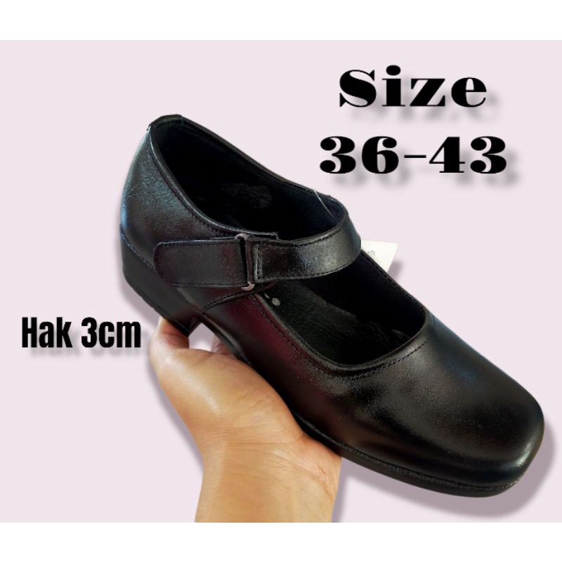 Jual Sepatu Pantofel Wanita Paskibra Paskib Hak 3cm Size 36-43 | Shopee ...