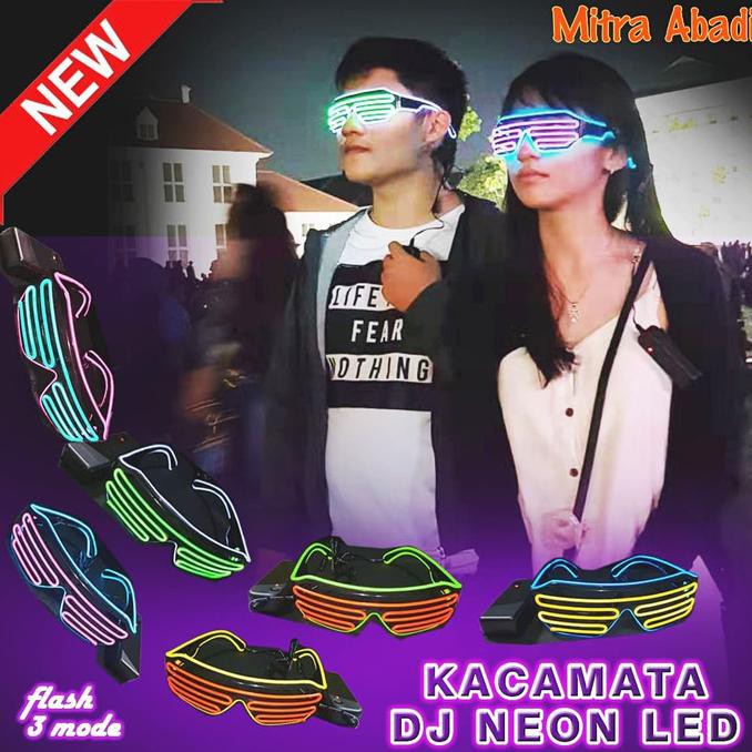 Jual Kacamata Neon LED DJ / Kacamata Disko Nongkrong 3 Mode Flash ...