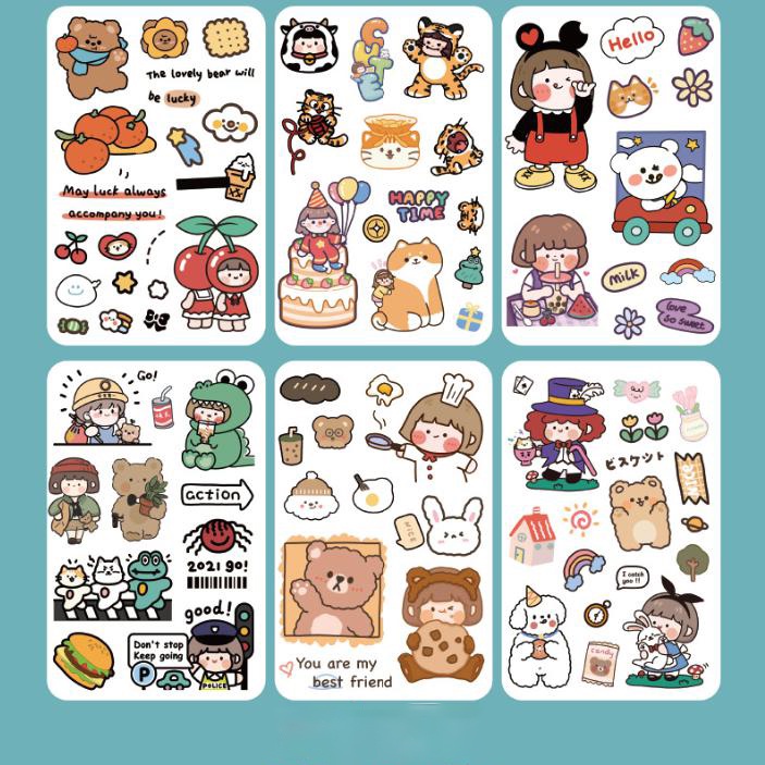 Jual 1 Lembar Sticker Kartun Korea Lucu aesthetic Ukuran Besar | Stiker ...