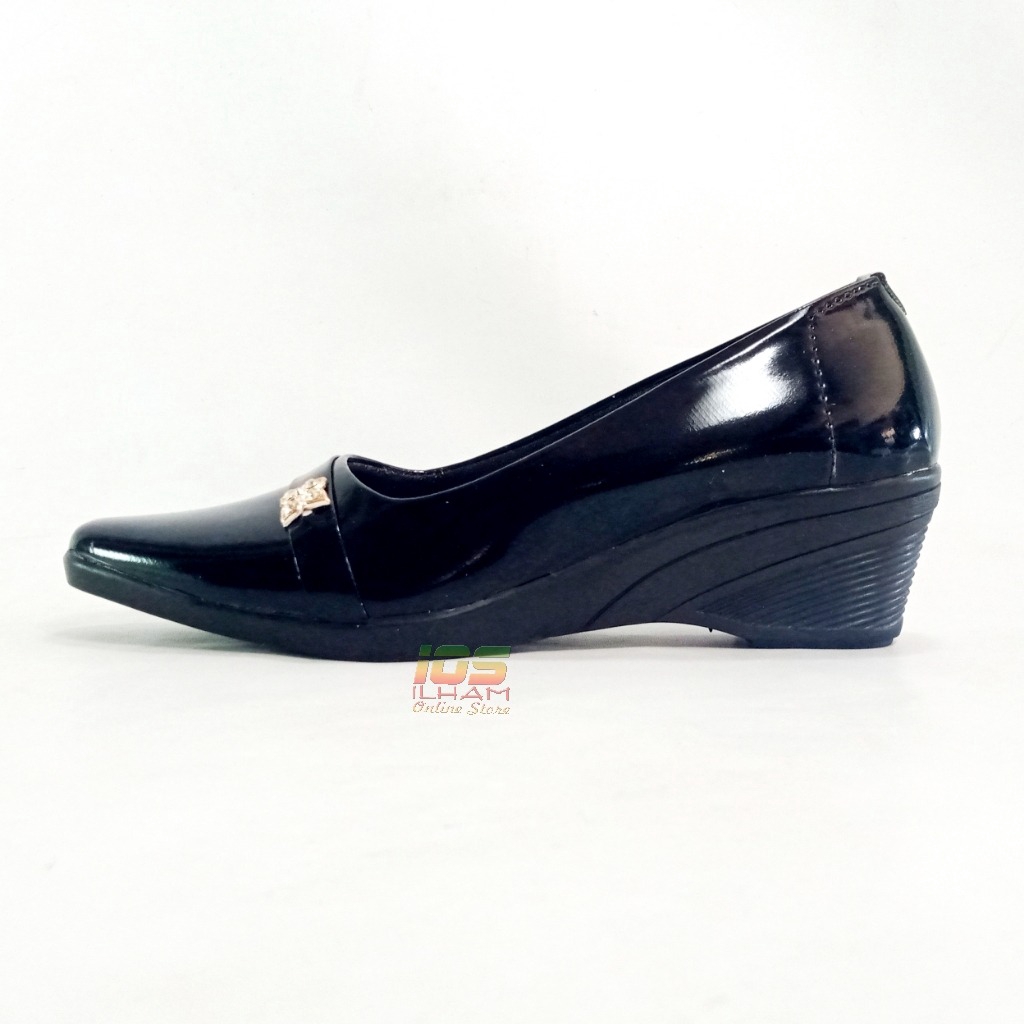 Jual GL.11 Sepatu Pantofel Wanita Kilap Hak 5cm Size 36-41 Hitam ...