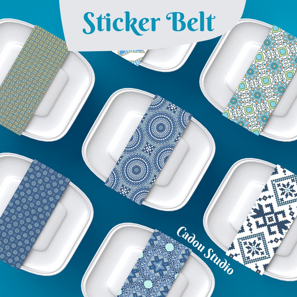 Jual Sticker segel / sticker seal / paper belt / label Motif Batik Biru ...