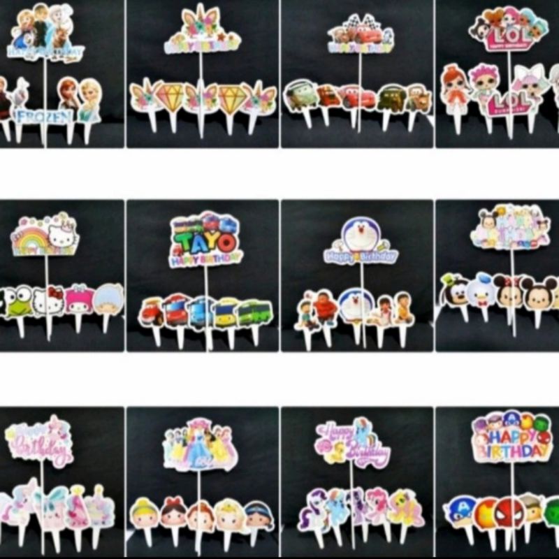 Jual TOPPER HBD | Cake Topper | Topper Cake Karakter Unicorn Tayo ...