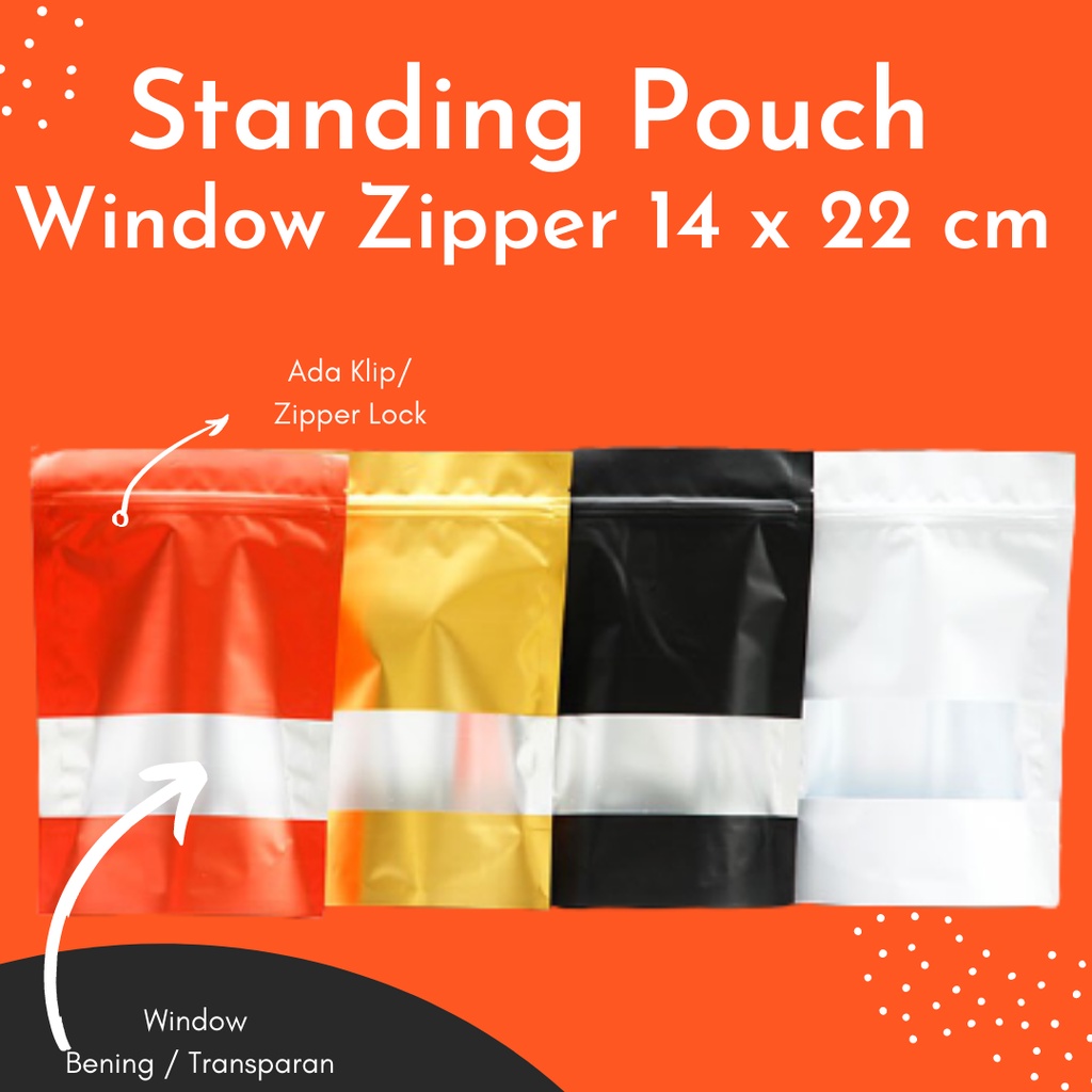 Jual Standing Pouch Window Metalize Zipper 14 x 22 (100 pcs) | Shopee ...