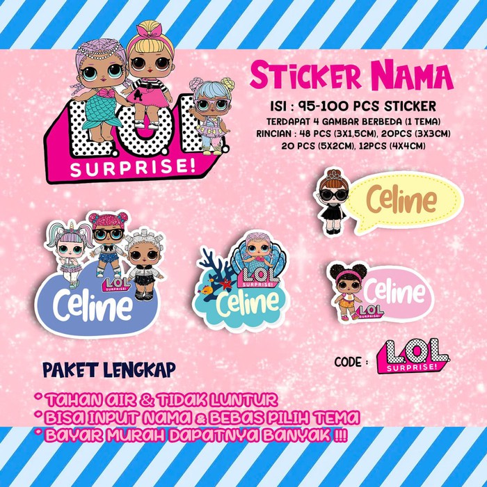 Jual Sticker / Stiker Label Nama Karakter Tema LOL SURPRISE | Shopee ...