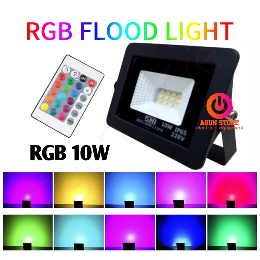 Jual Lampu Sorot Emico SMD LED 10 watt SNI IP65 Lampu Tembak Floodlight Lampu Hias RGB dengan ...