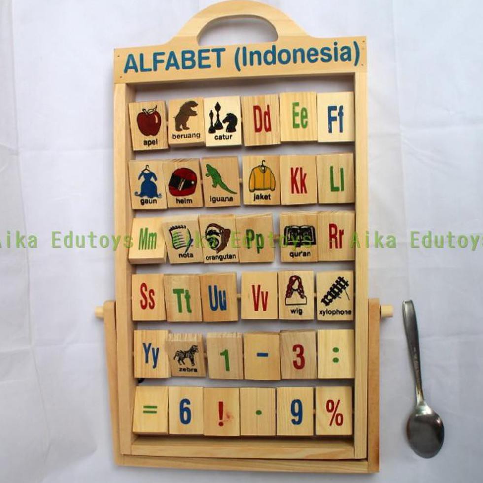 Jual MAINAN ALFABET BERDIRI KAYU BAHASA INDONESIA - WOODEN ALPHABET ...