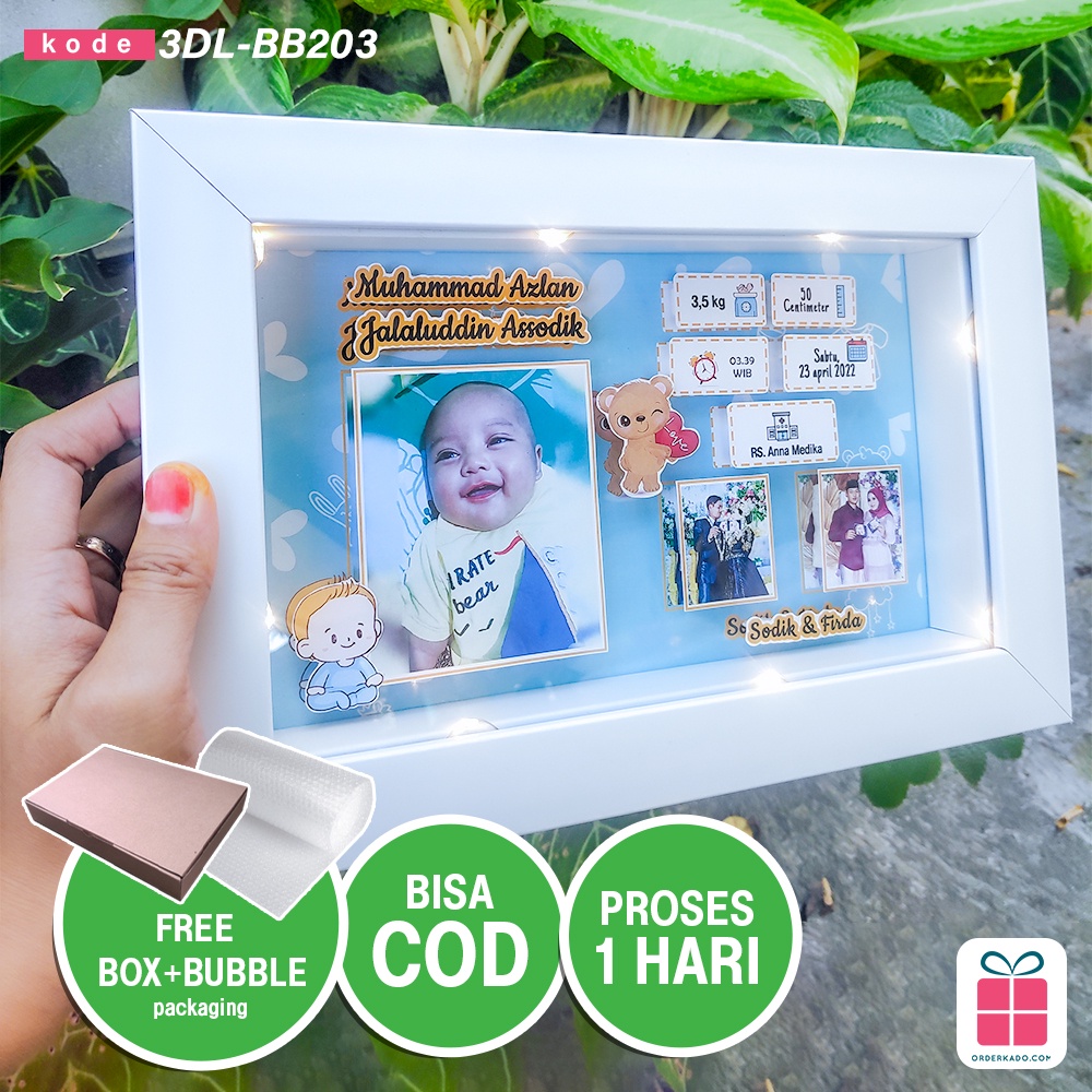 Jual FRAME 3D LAMPU -Kado / Hadiah Bayi (Biodata Bayi) Baby Born Boy 1 ...